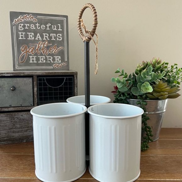 Accents | New White Farmhouse Rustic 3 Compartment Caddy | Poshmark